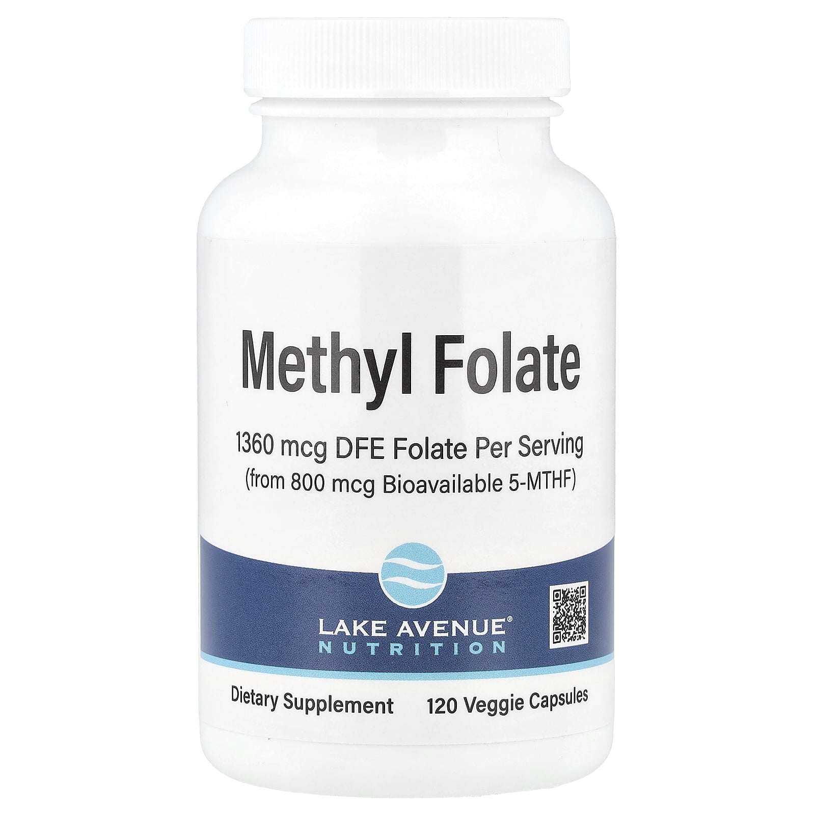 Lake Avenue Nutrition Methyl Folate and Vitamin C, 800 mcg, 120 Veggie ...