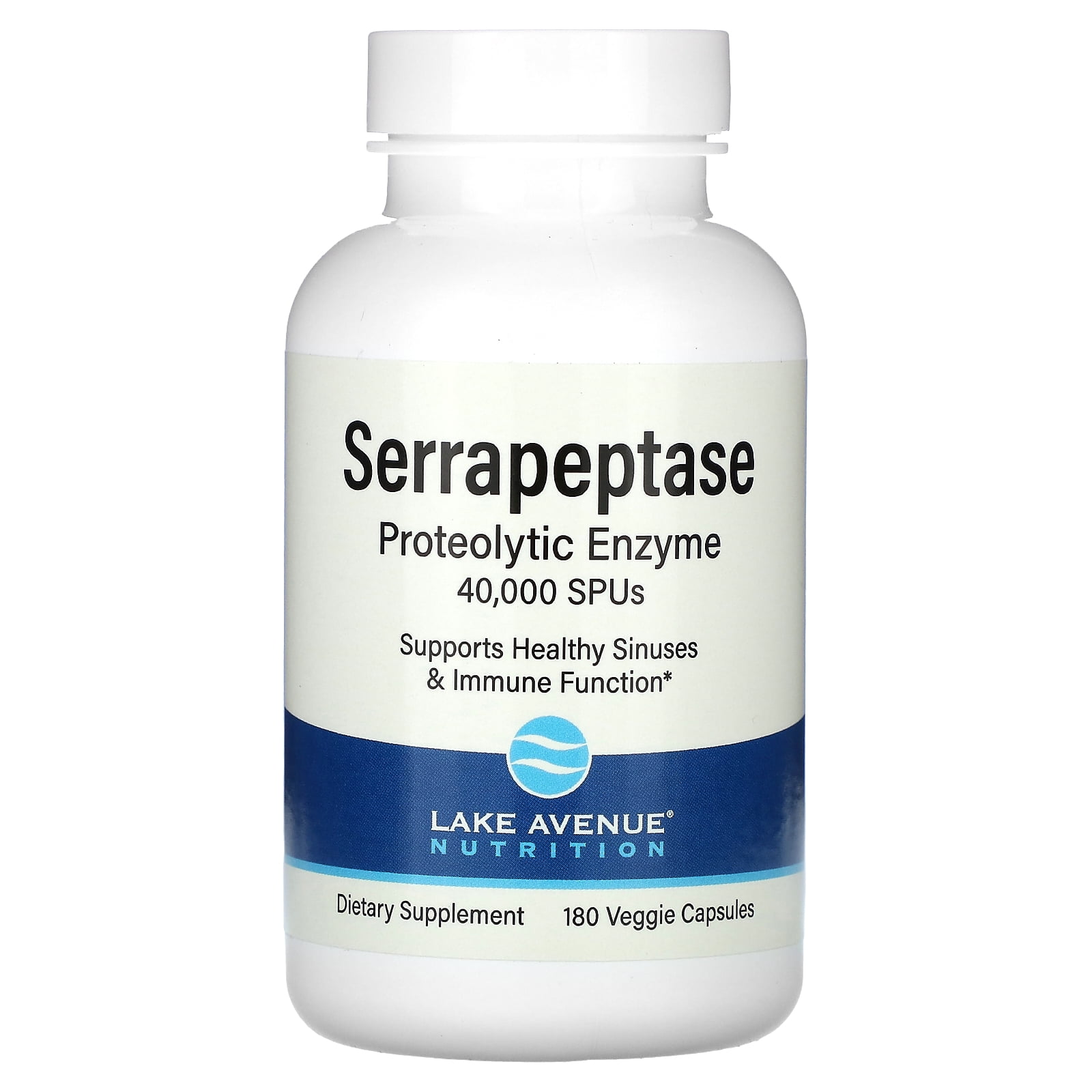 Lake Avenue Nutrition Serrapeptase, Proteolytic Enzyme, 40,000 SPUs ...