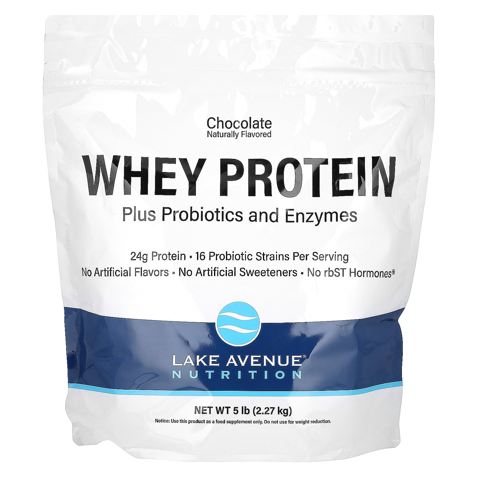 Lake Avenue Nutrition Whey Protein + Probiotics, Chocolate, 5 lb (2.27 ...