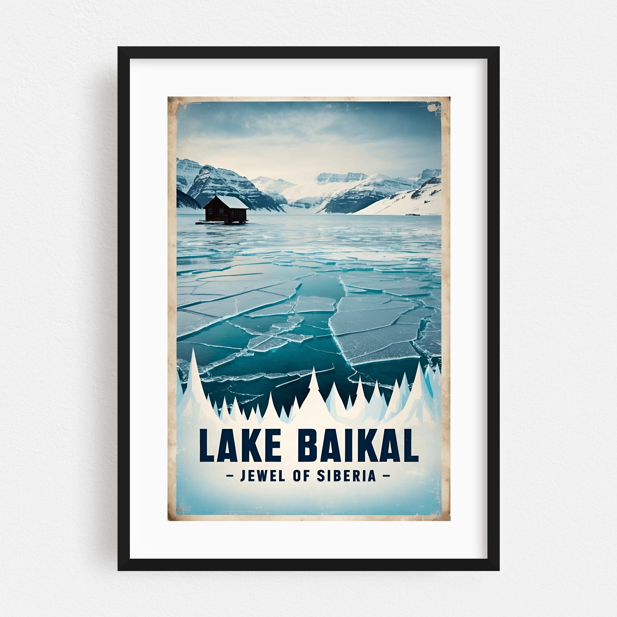 Lake Baikal Vintage Travel Poster – Siberia’s Frozen Jewel - Russia Illustration Winter Travel ...