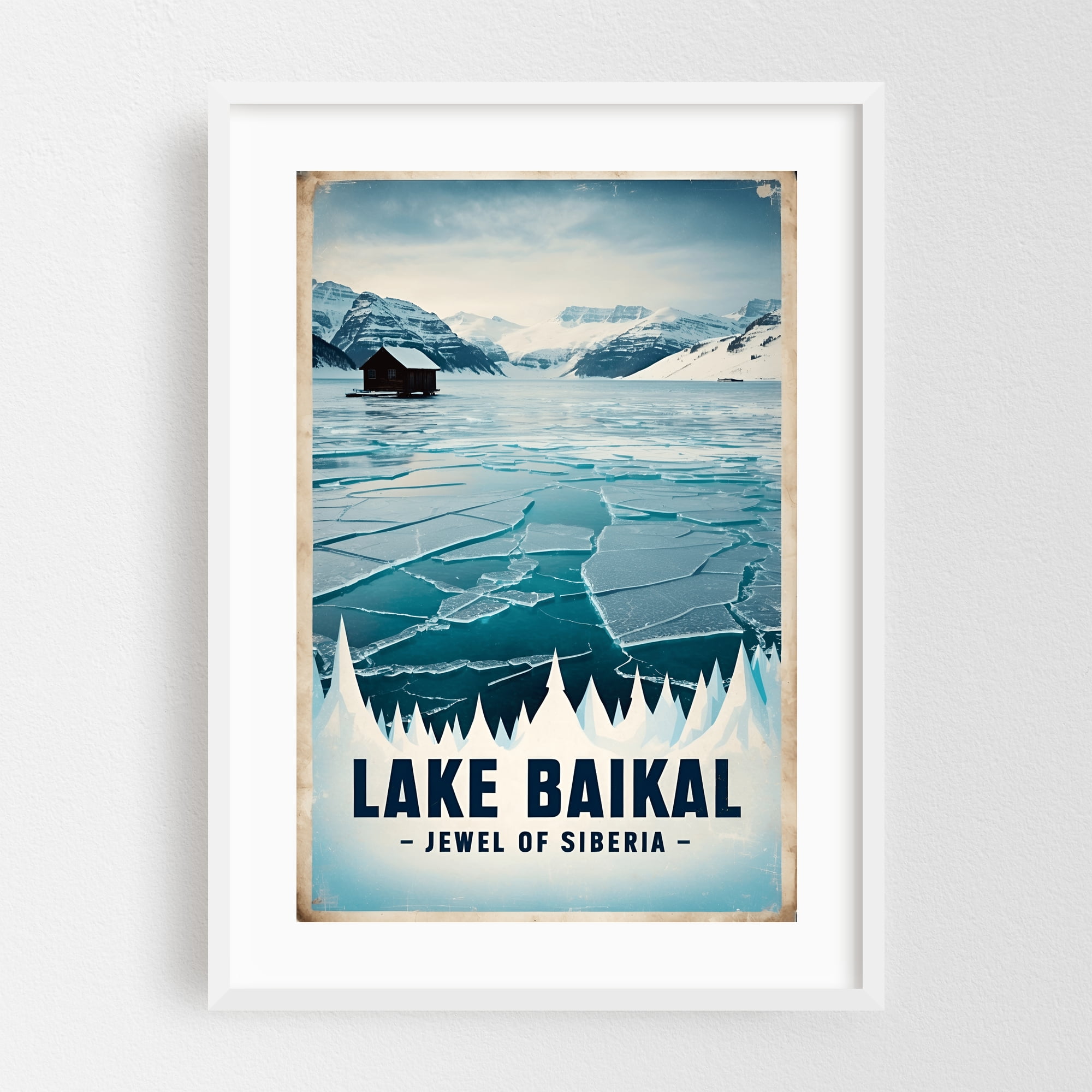 Lake Baikal Vintage Travel Poster – Siberia’s Frozen Jewel - Russia ...