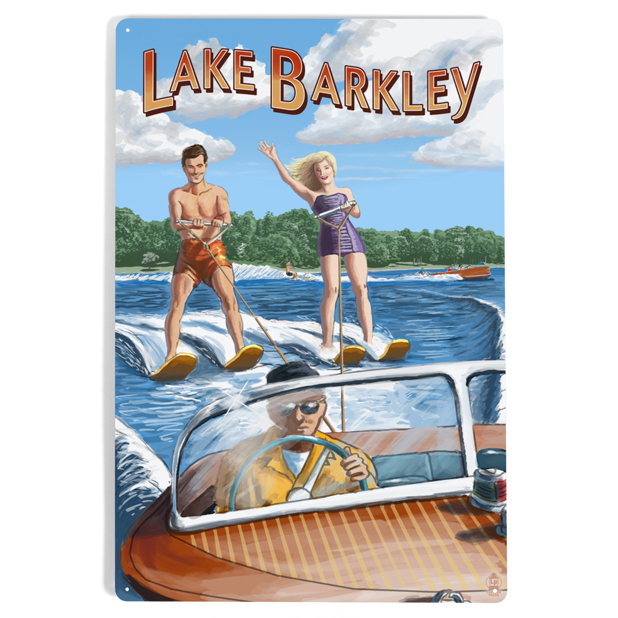Lake Barkley, Kentucky, Water Skiing (12x18 Aluminum Art, Indoor ...