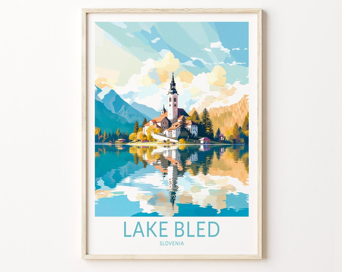 Lake Bled Slovenia Print Wall Art, Lake Bled Slovenia Travel Poster, Slovenia Wall Art, Traveler ...