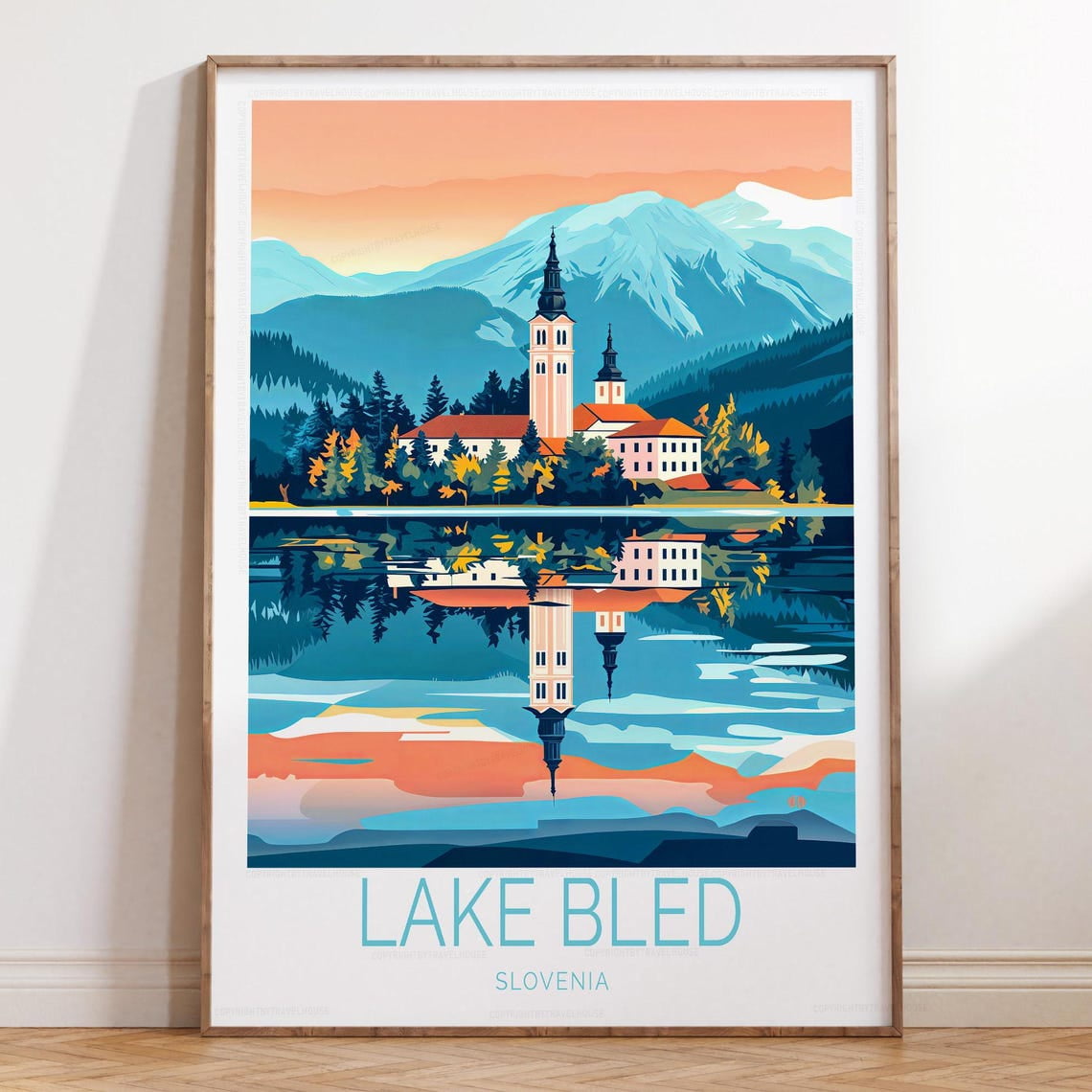 Lake Bled Slovenia Travel Print, Slovenia Travel Poster Lake Bled Wall Art Print, Home Decor ...