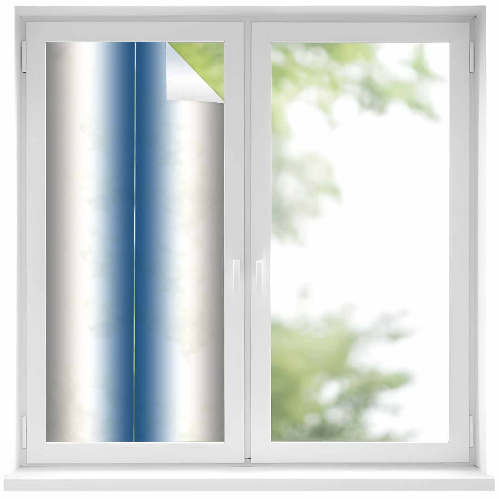 Lake Blue Grey White Window Privacy Film, Farmhouse Ombre Color Modern ...