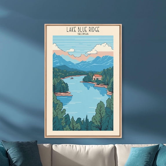 Lake Blue Ridge Georgia Print, Mid Century Modern Lake House Art ...