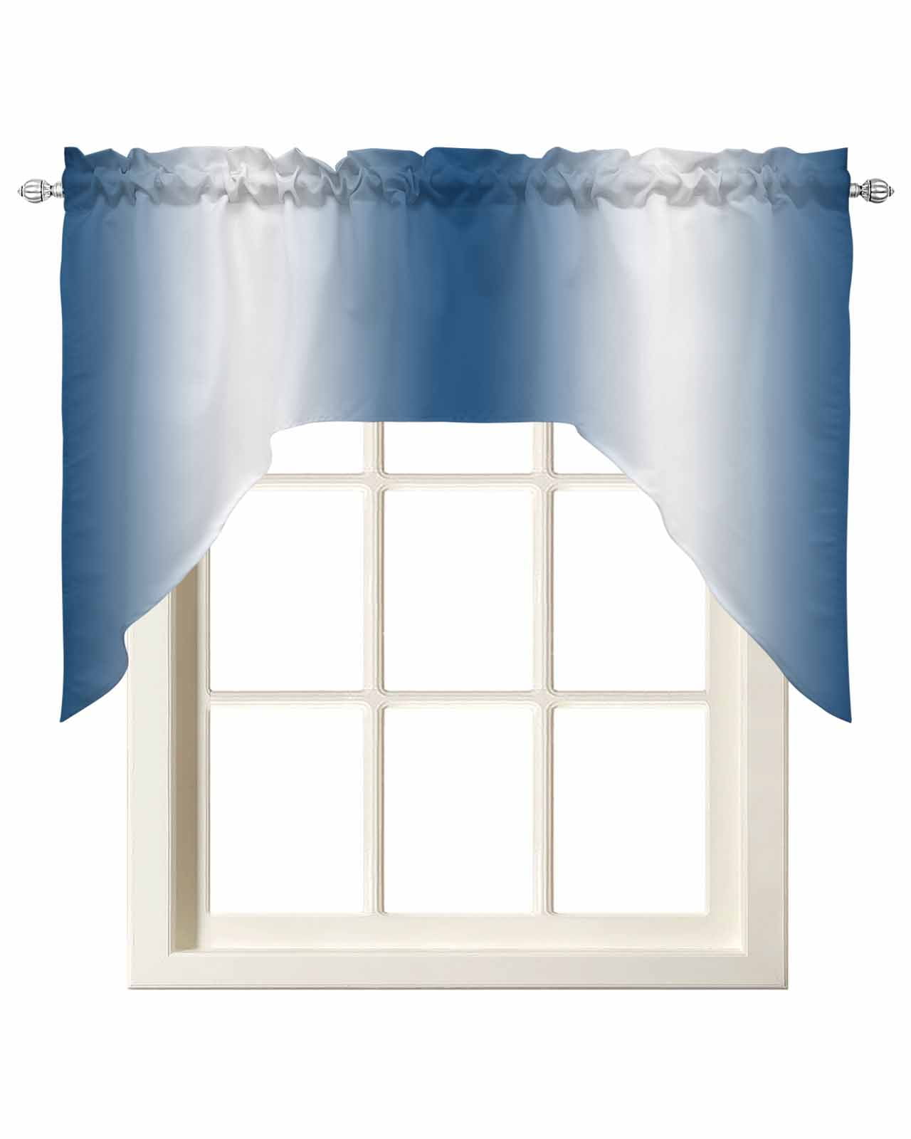 Lake Blue White Ombre Kitchen Swag Valances for Windows, Retro ...
