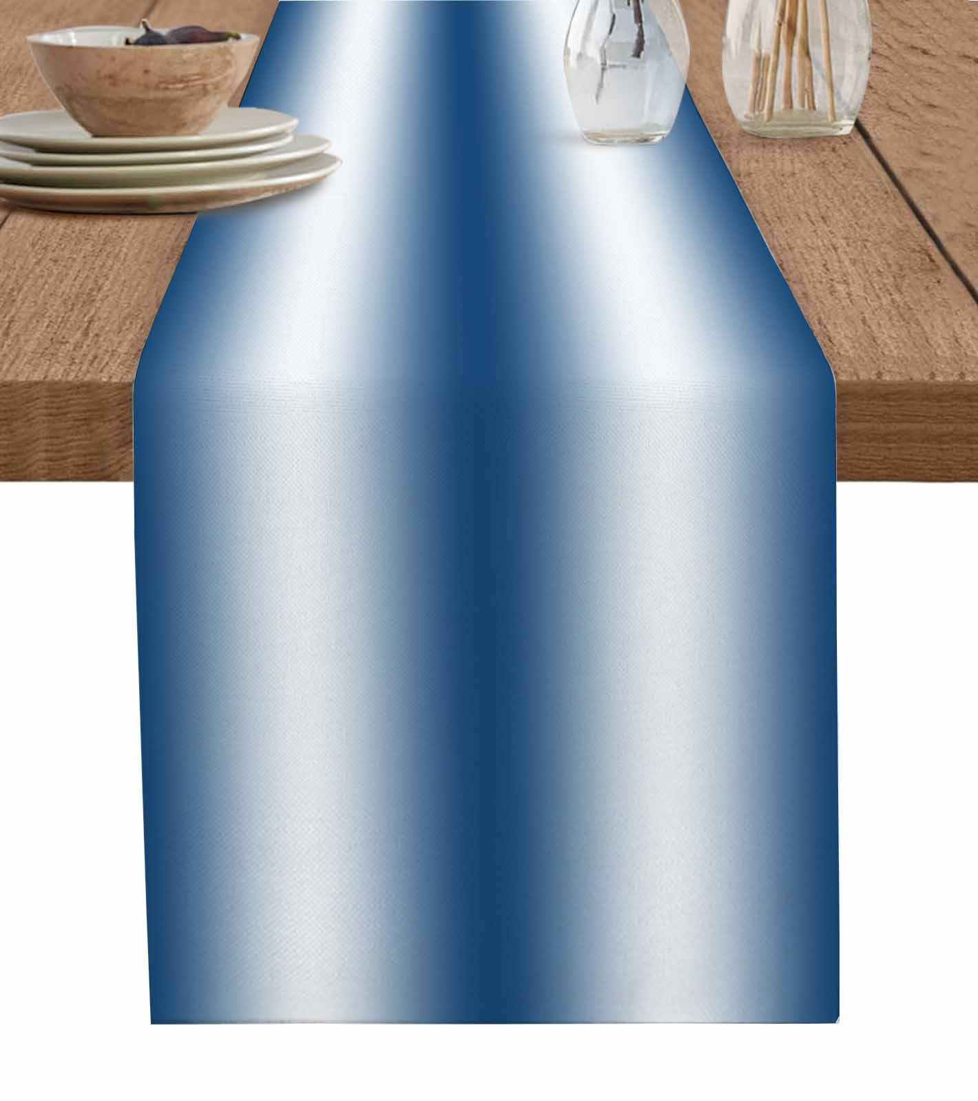Lake Blue White Ombre Table Runner Cotton Linen 72 Inch Holiday Dresser ...