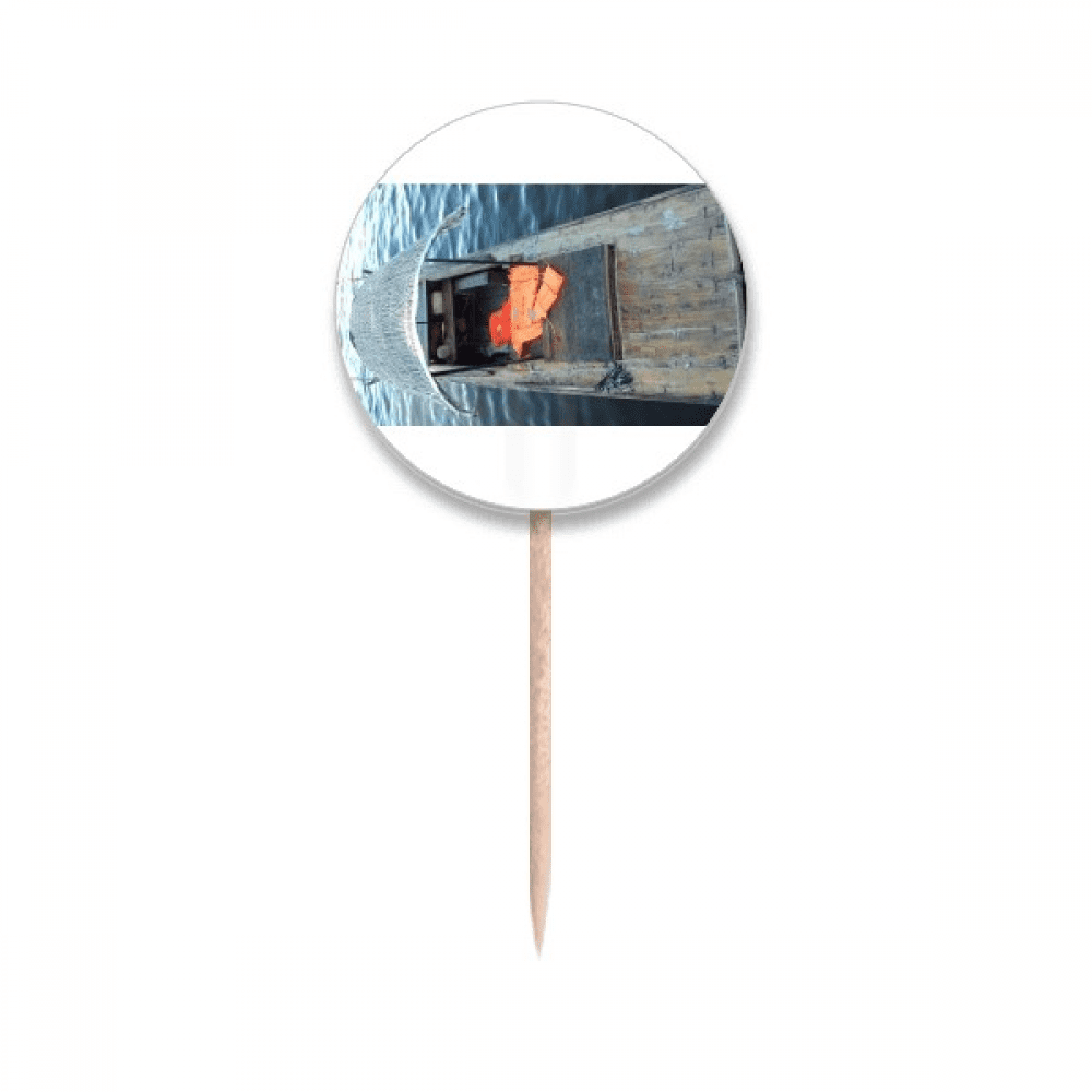 Lake Boat Photography Art Deco Fashion Toothpick Flags Round Labels Party Decoration