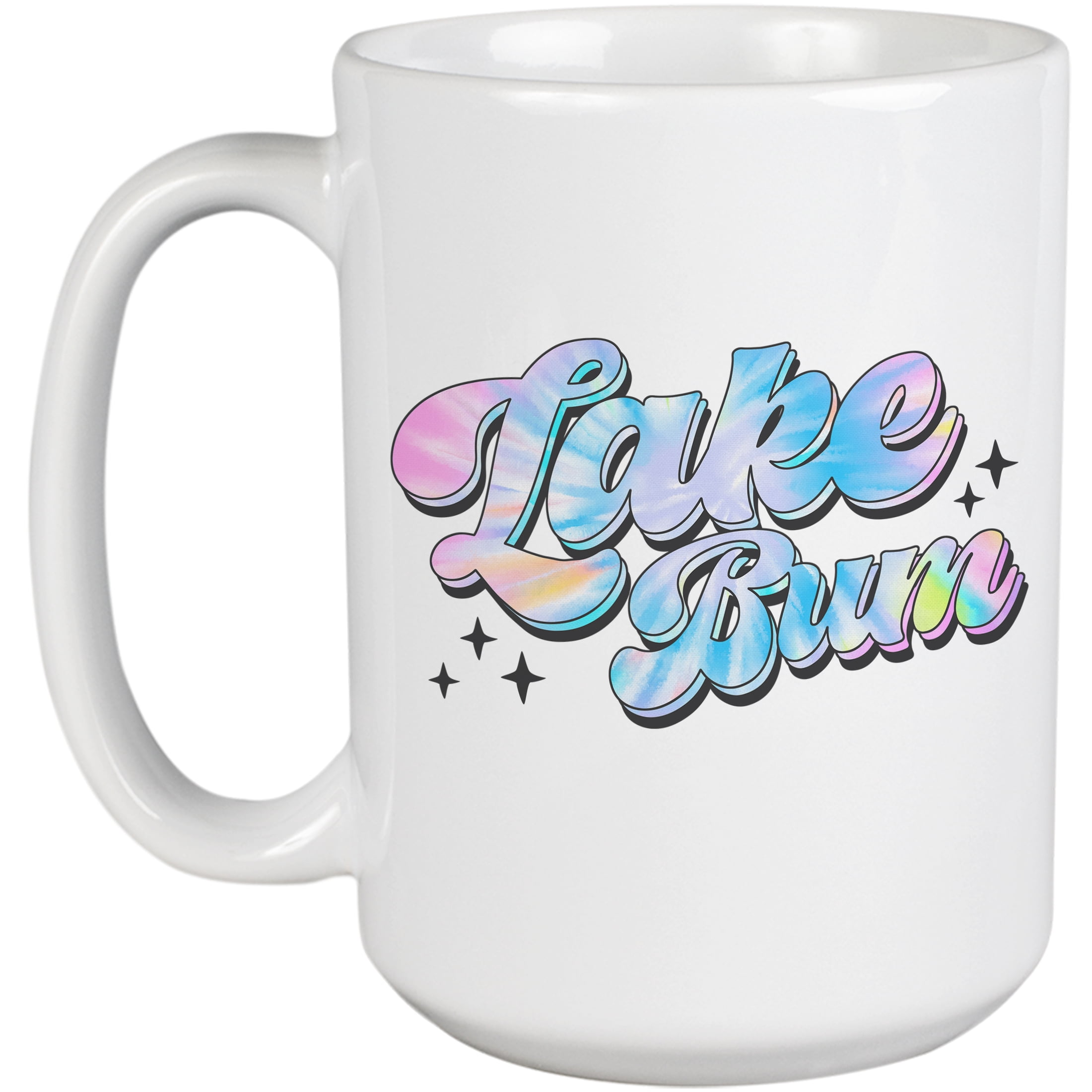 Lake Bum Tie Dye Text Art Merch Gift, White 15oz Ceramic Mug - Walmart.com