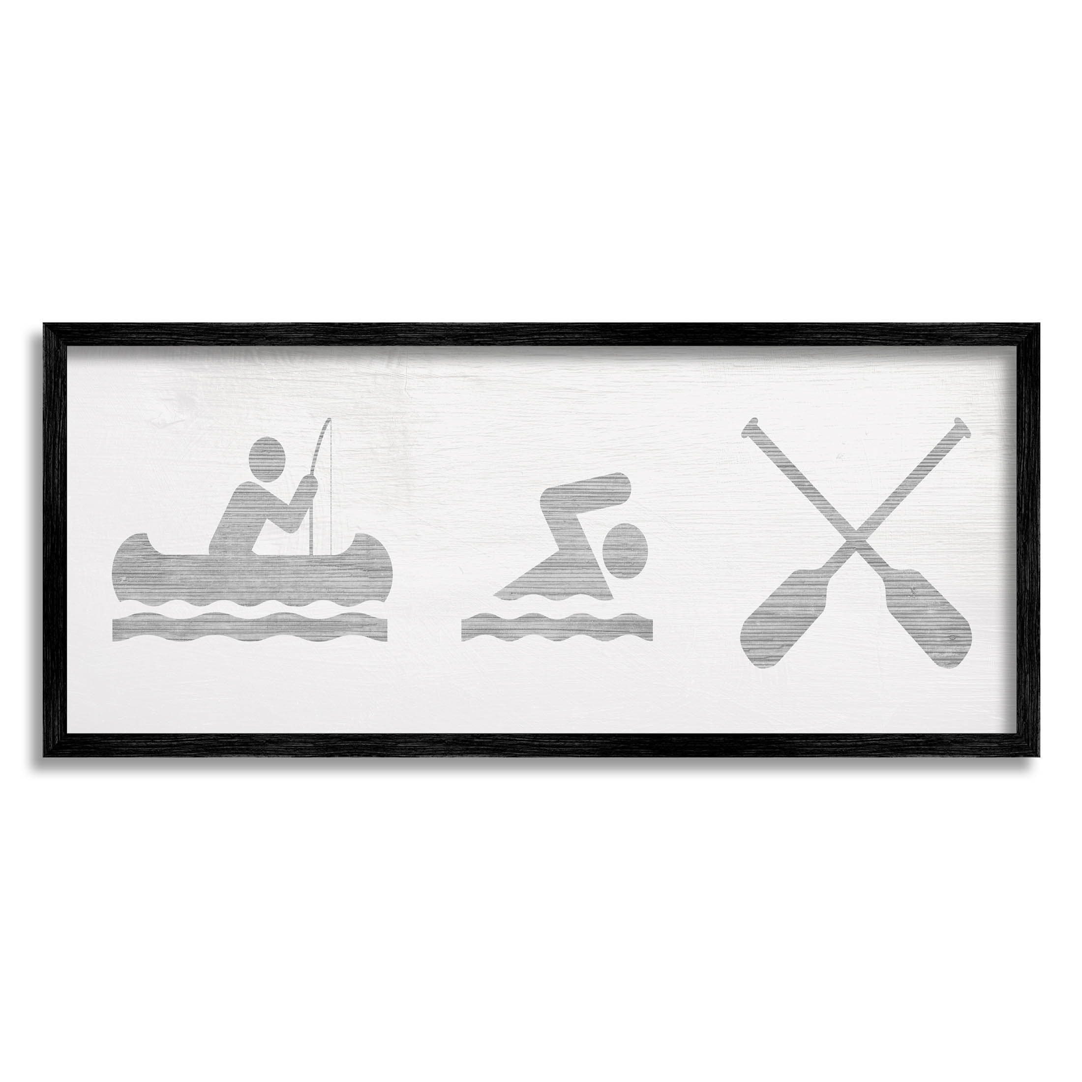 Lake Cabin Activities Sign Typography Graphic Art Black Framed Art ...