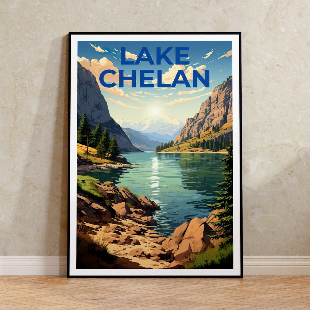 Lake Chelan Travel Poster, Washington State Wall Art, Washington State ...