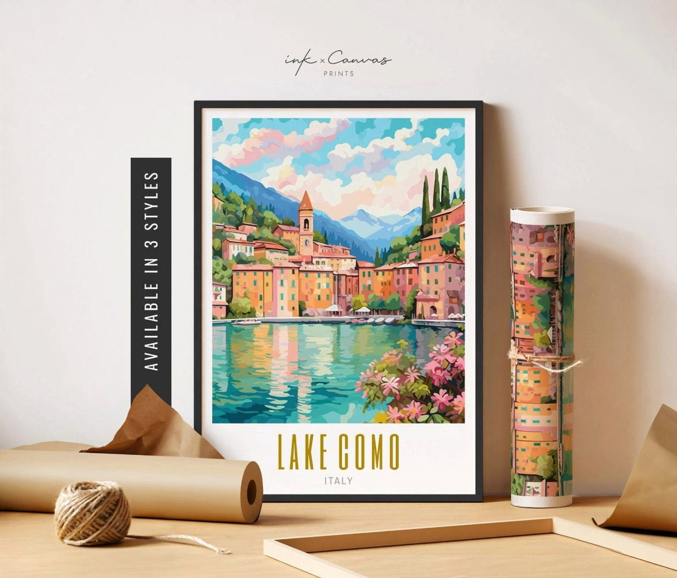 Lake Como Italy Poster Retro Italian Poster Lake Como Travel Poster ...