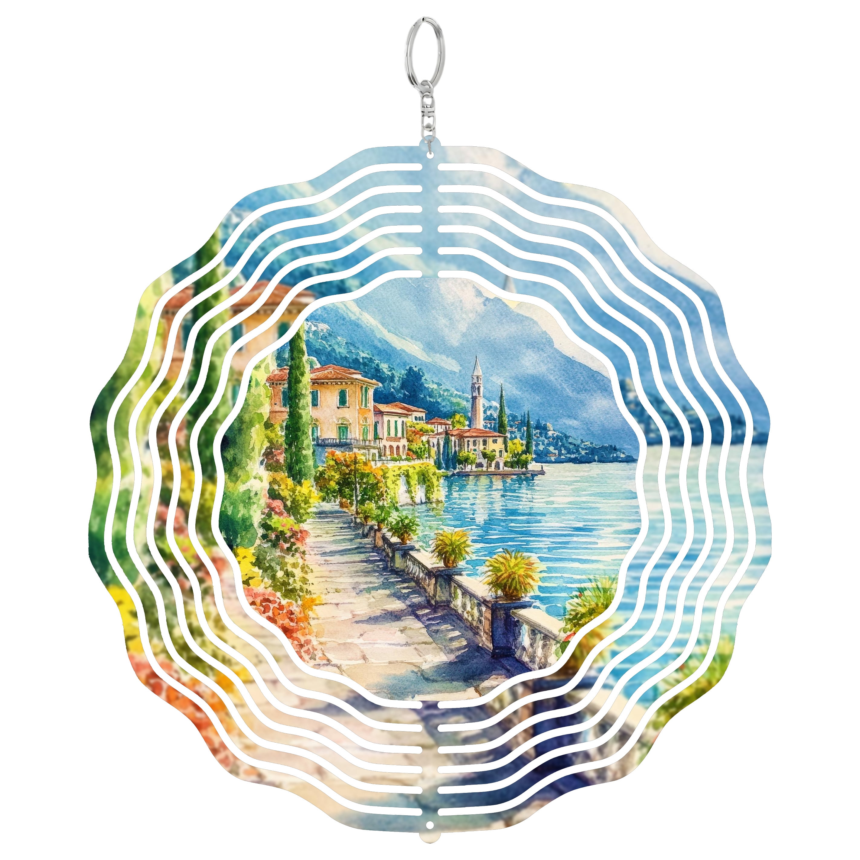 Lake Como Italy Scenic View 3D Wind Spinner Metal Kinetic Hanging ...
