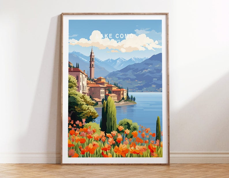 Lake Como Poster Italy Poster Lake Como Wall Art Lake Como Italy Art ...