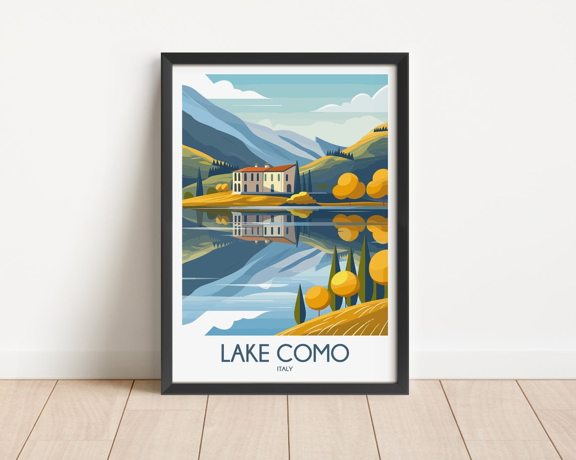 Lake Como Poster Italy Scenic Lake Town Wall Art Decor, Unframed Poster ...