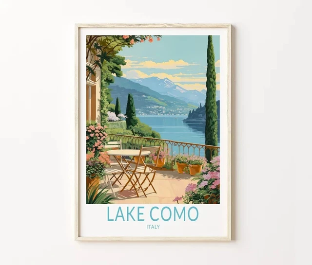 Lake Como Travel Poster Wall Art, Lake Como Italy Poster, Lake Como ...