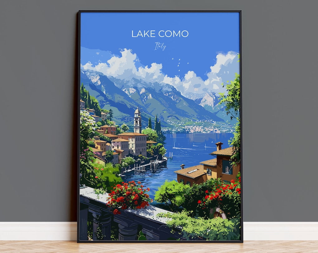 Lake Como Travel Print Wall Art, Travel Poster Of Lake Como, Lake Como ...