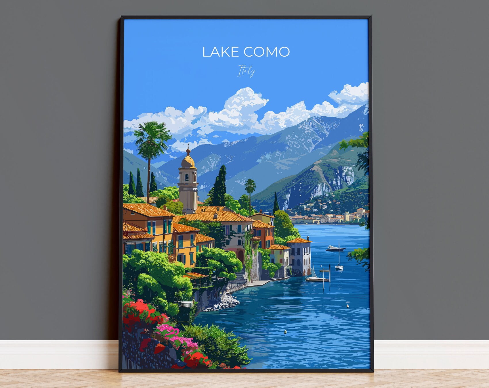 Lake Como Travel Print Wall Art, Travel Poster of Lake Como, Lake Como ...