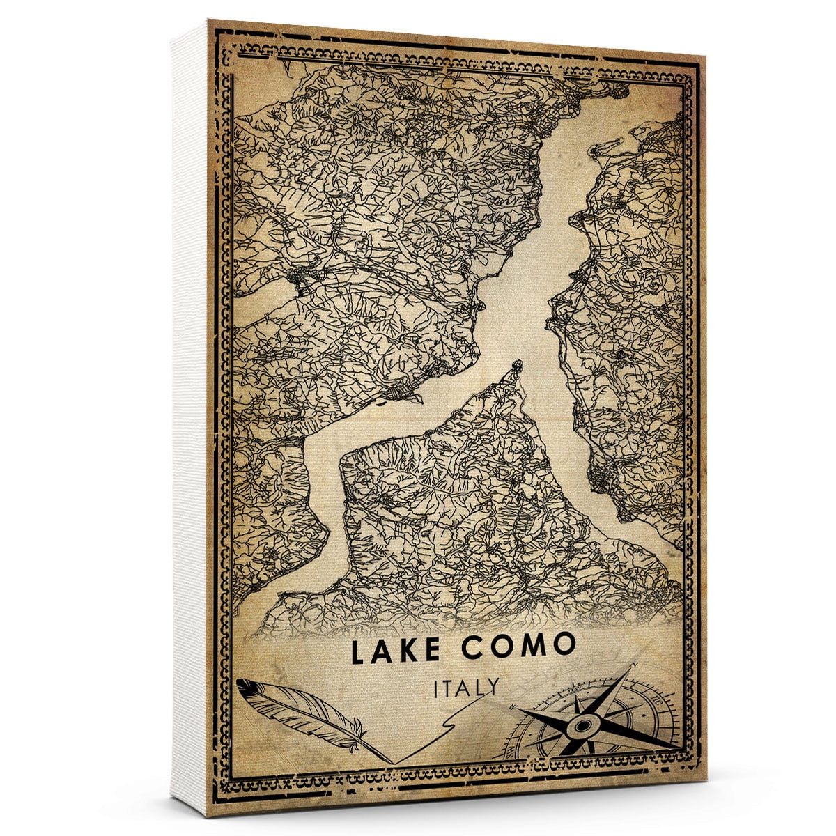 Lake Como Vintage Map Prints Canvas, Italy Map Art Canvas, Canvas, Lake ...