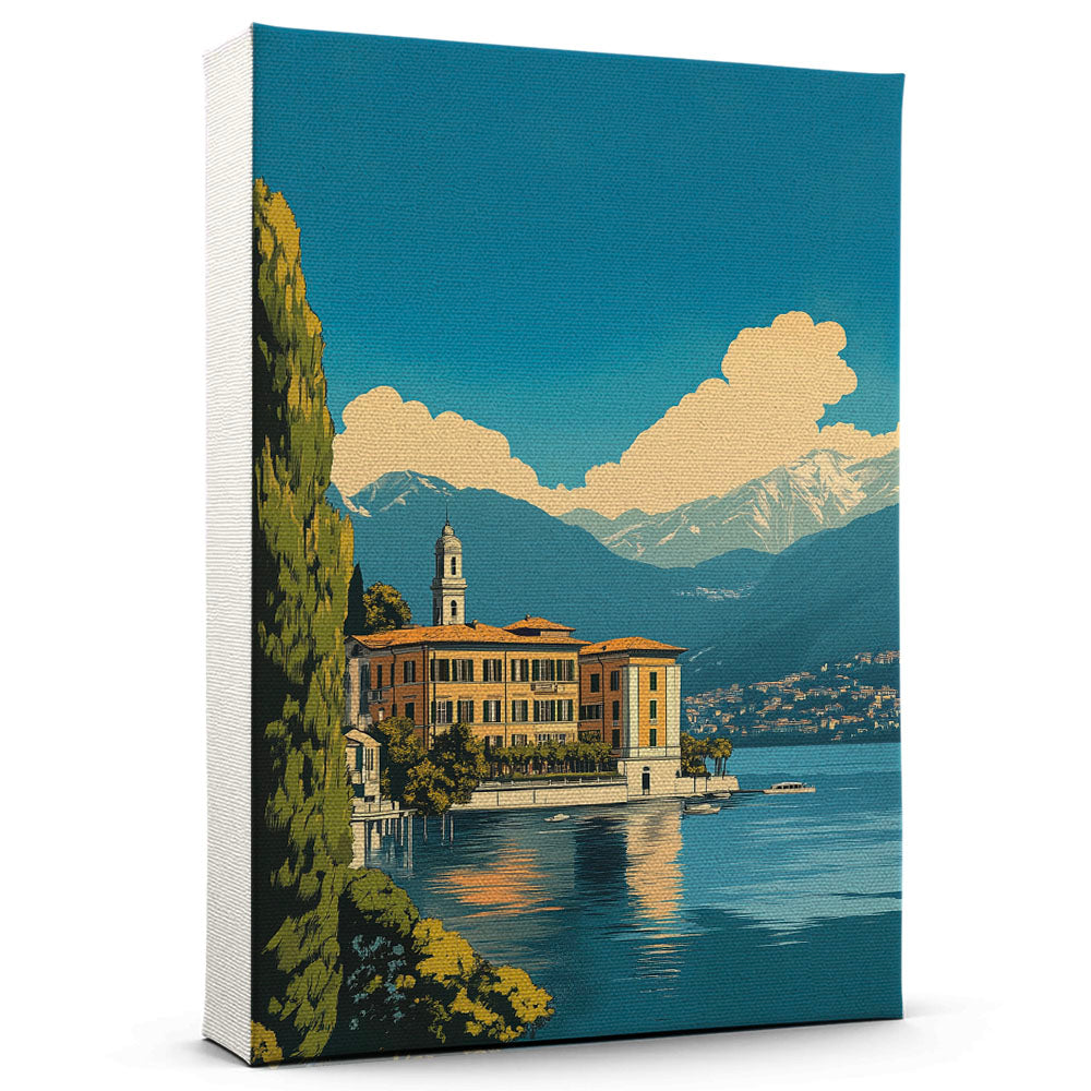 Lake Como Vintage Travel Canvass, Italy Canvas Wall Art, Lake Como ...
