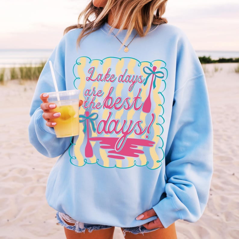 Lake Days Shirt, Girly Summer Coquette Sweatshirt, Preppy Boujee Lake ...