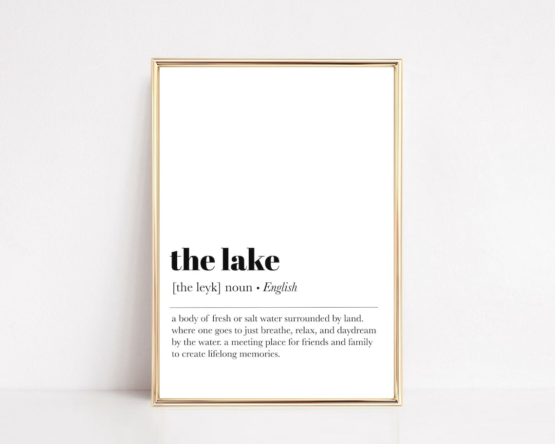 Lake Definition Minimalist Wall Art for Lake House Home Decor, Unframed ...