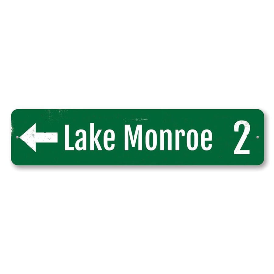 Lake Directional Arrow Mileage Sign Destination Metal Wall Decor Size ...