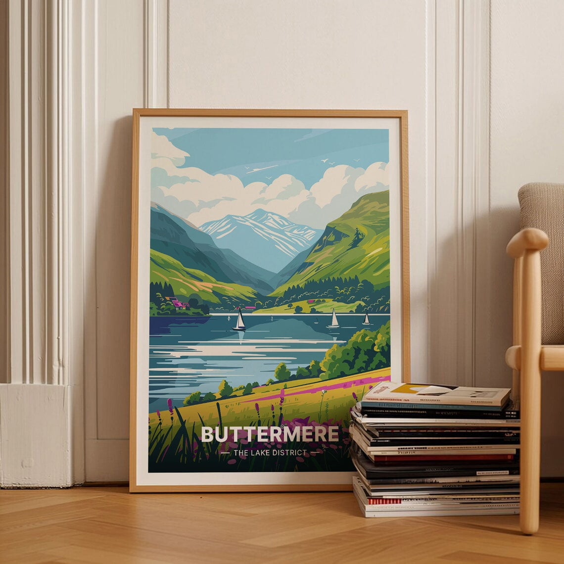 Lake District Buttermere Art Poster, Adventure Hiking Scenery, National ...