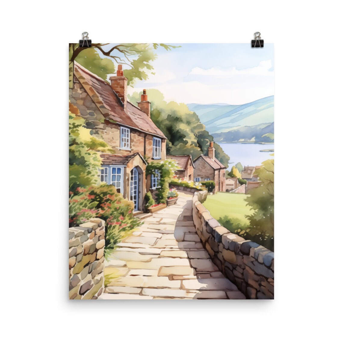 Lake District Print, Uk Cottage Wall Art, English Countryside Poster ...