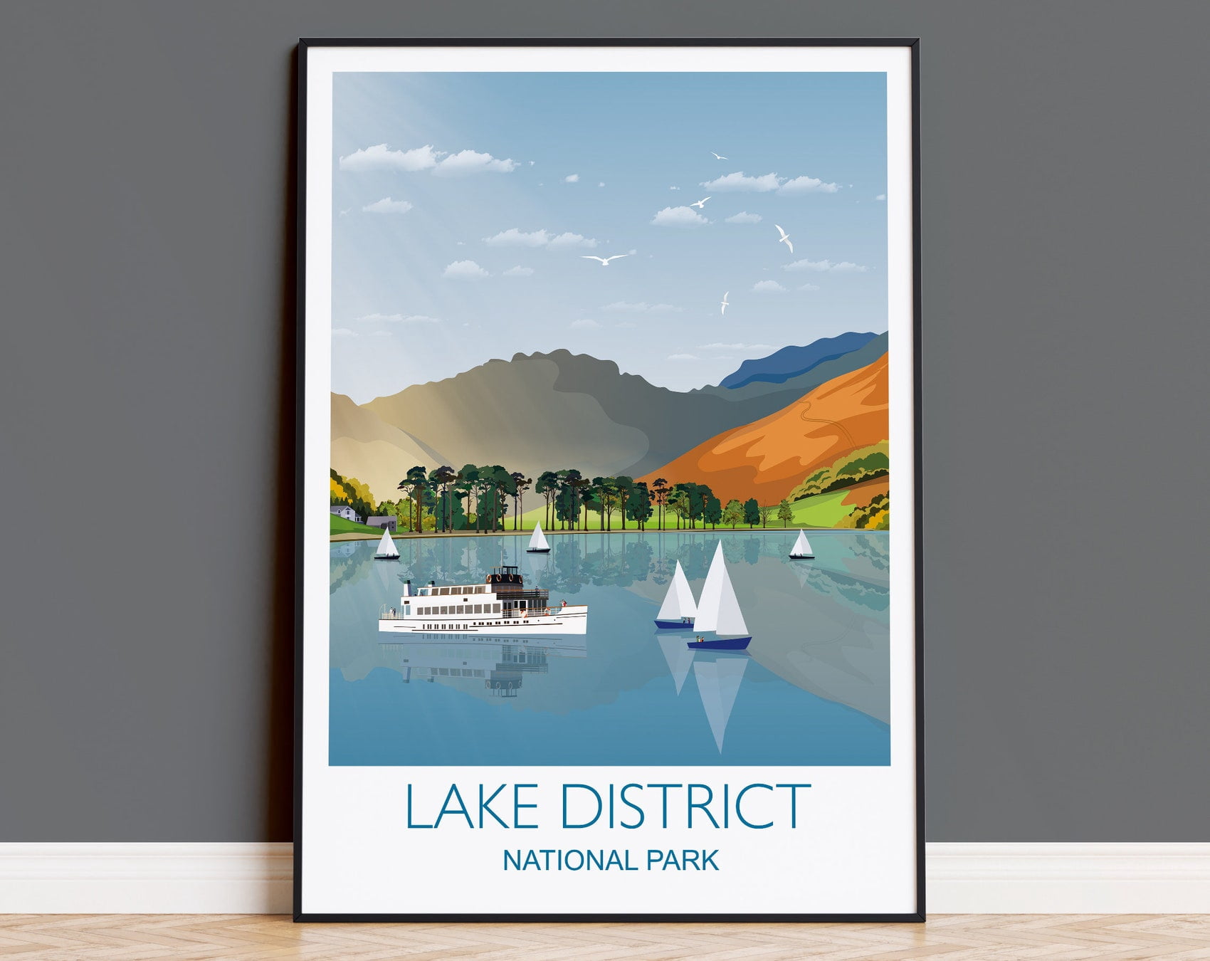 Lake District Travel Poster Wall Art Travel Print Of Lake District ...