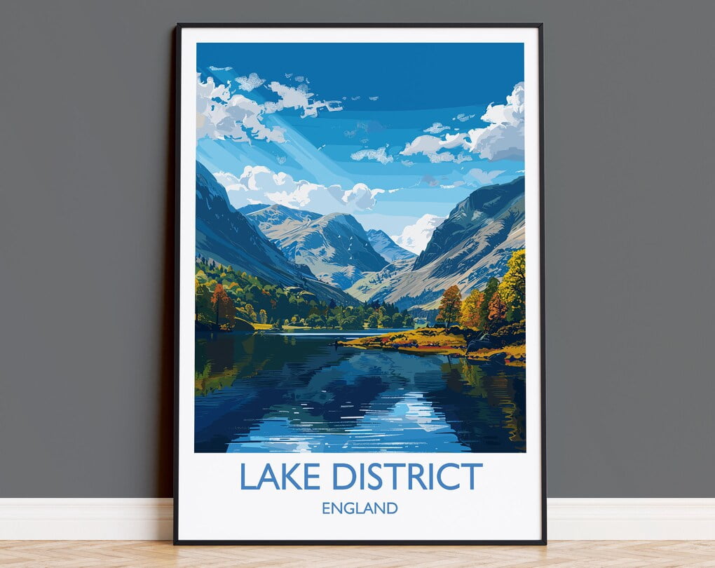 Lake District Travel Print Wall Art, Travel Poster Of Lake District ...