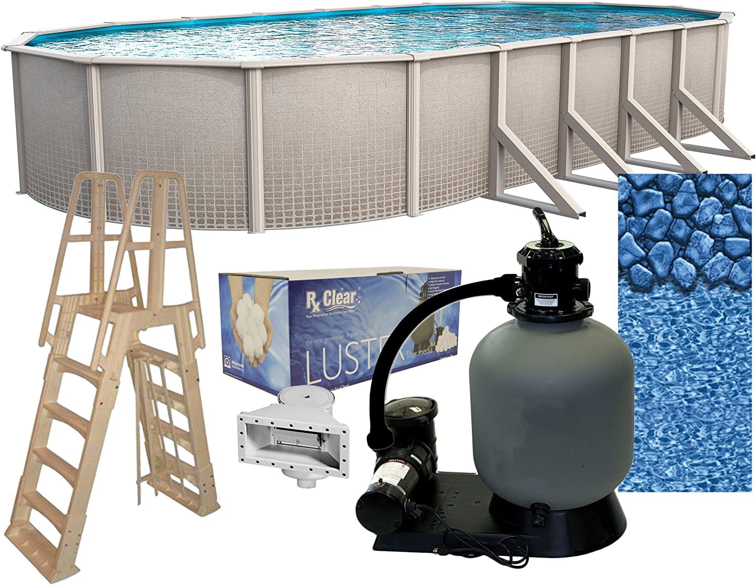 Lake Effect Pools Impressions 15' x 30' Oval 48" Wall Above-Ground ...