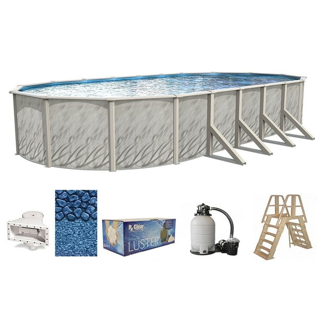 "Lake Effect Pools Meadows 15' x 30' x 52"" Big Steel Deep Frame Oval ...
