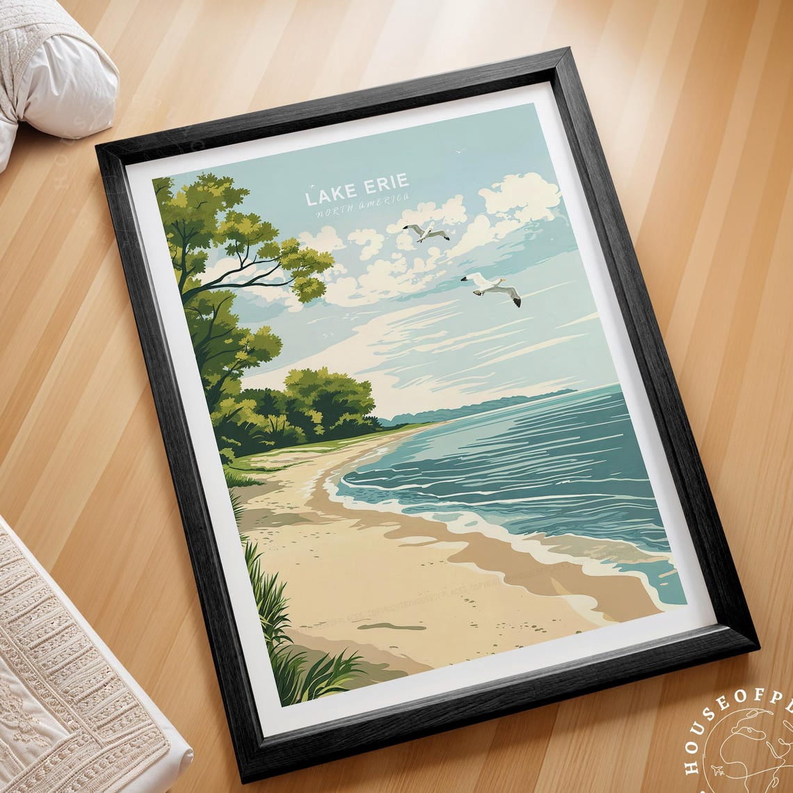 Lake Erie North America Travel Poster, Lake Erie Travel Wall Art Print ...
