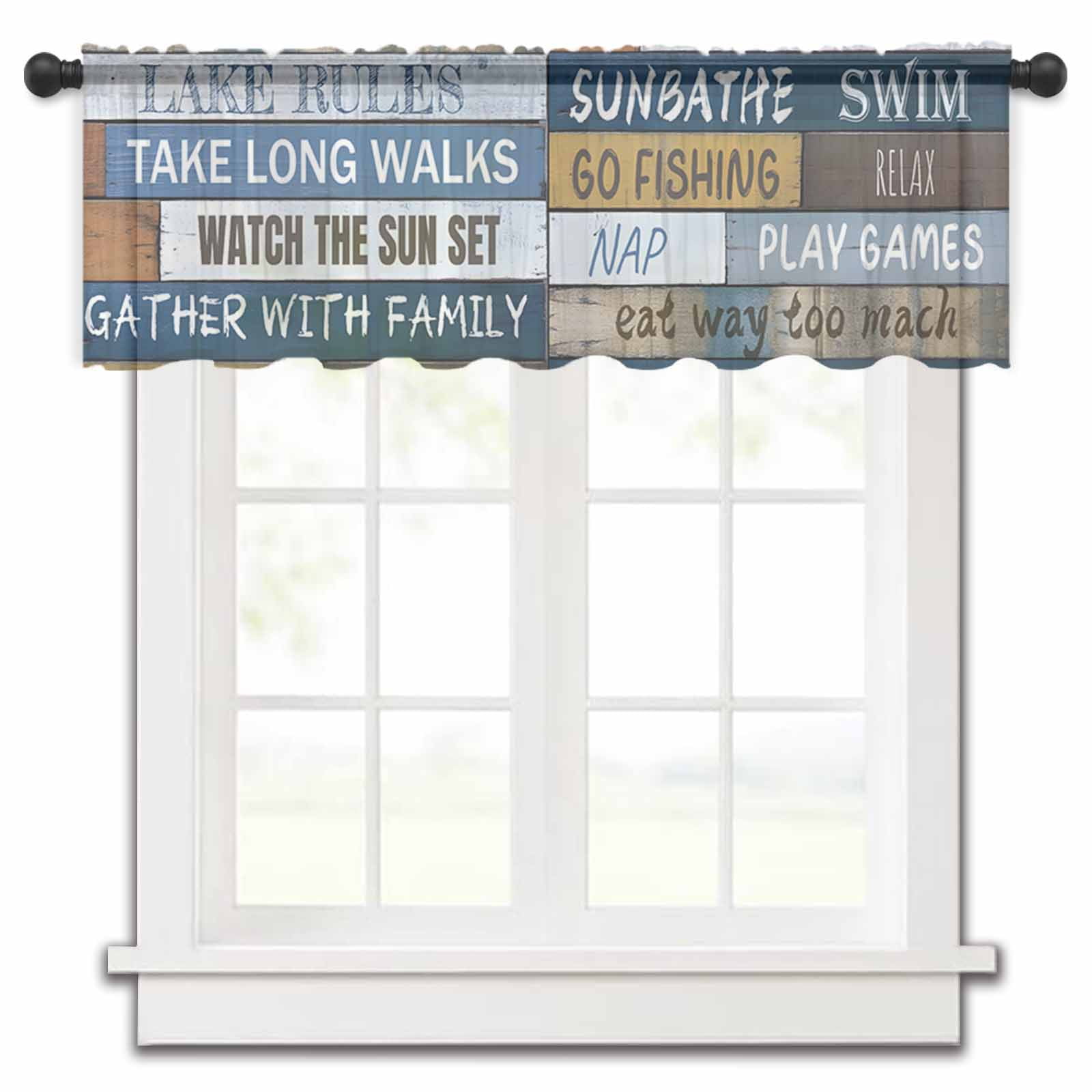 Lake Farmhouse Sheer Valance Curtains for Kitchen/Living Room/Bathroom ...