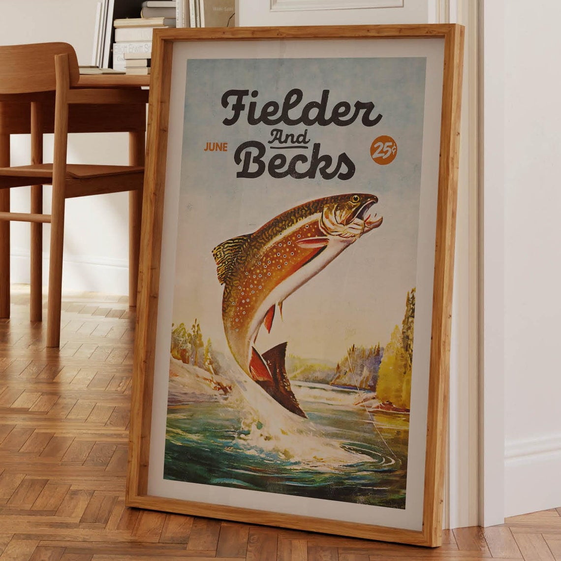Lake Fishing Print Gift For Dad Retro Fishing Art Poster Angler Wall ...