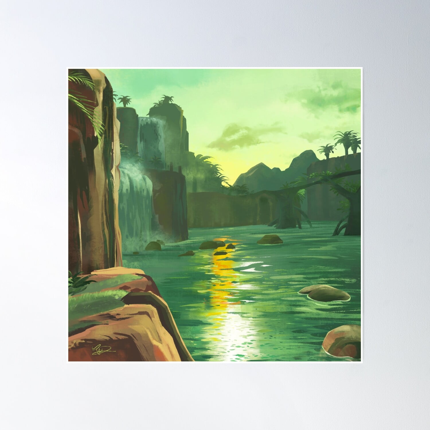 Lake Floria Waterfalls Poster Wall Art, Modern Wall Decor, 24x24 ...