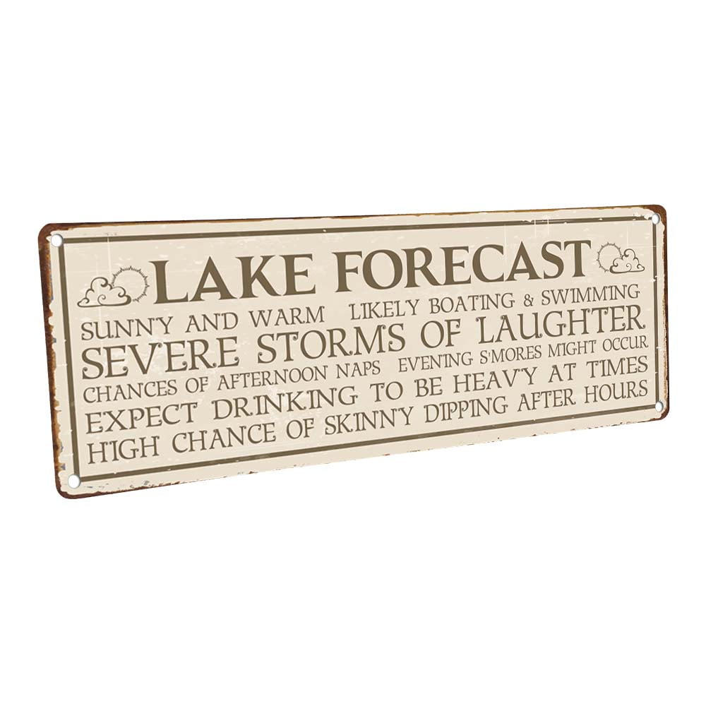 Lake Forecast 4"x12" Metal Sign, Wall Décor for Vacation, Cabin, and ...