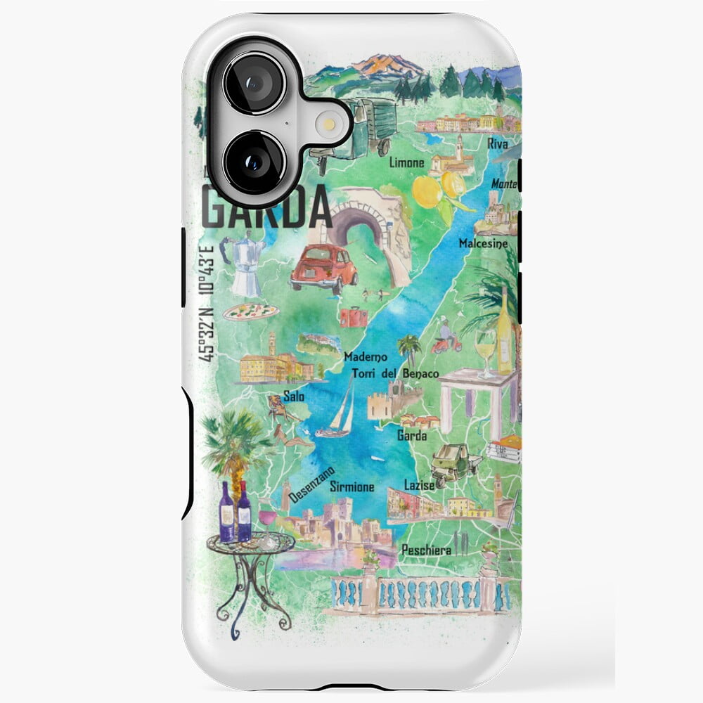 Lake Garda Italy Map with Roads and Tourist Highlights iPhone 17 to 11 ...