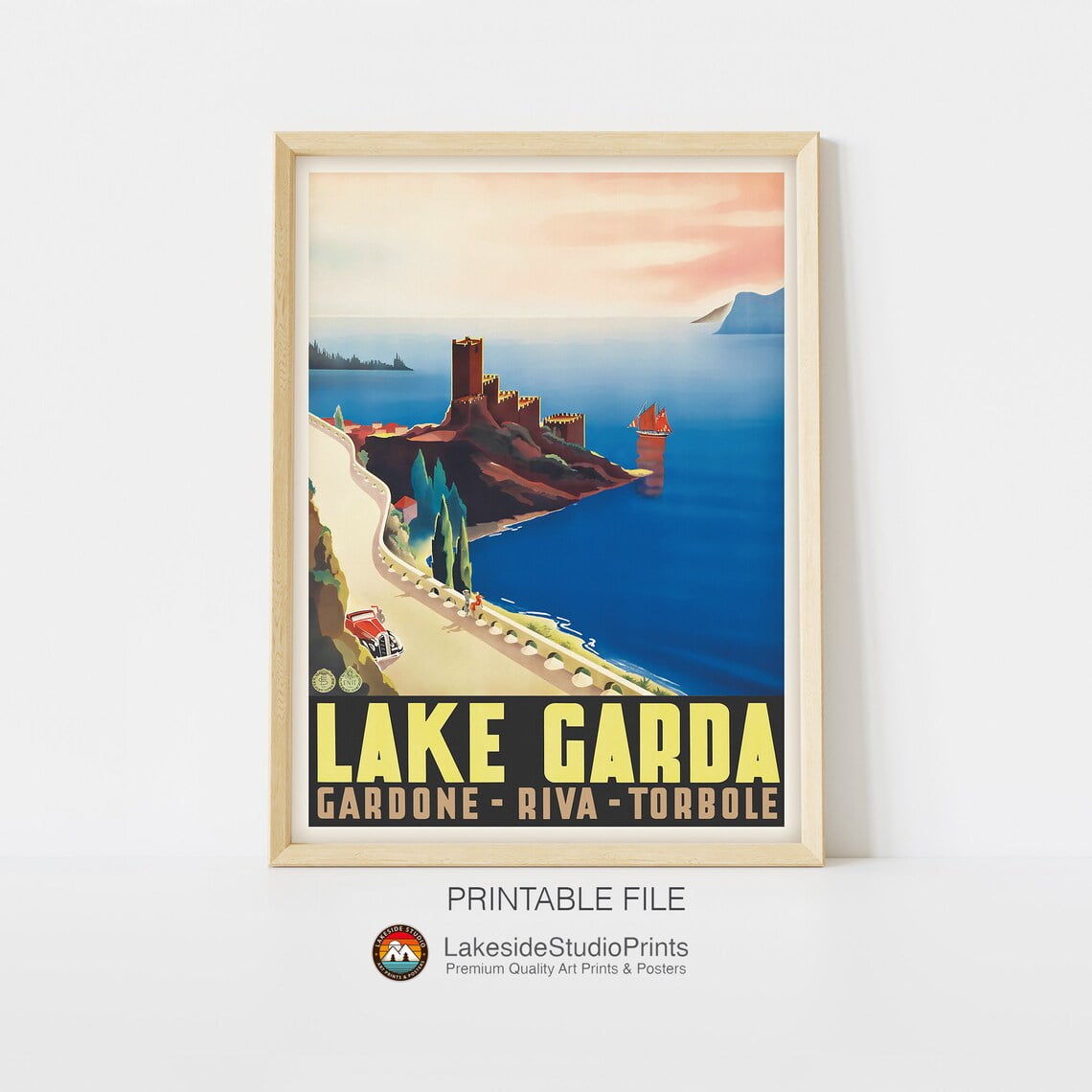 Lake Garda Italy Retro Travel Poster Instant Download Vintage Travel ...