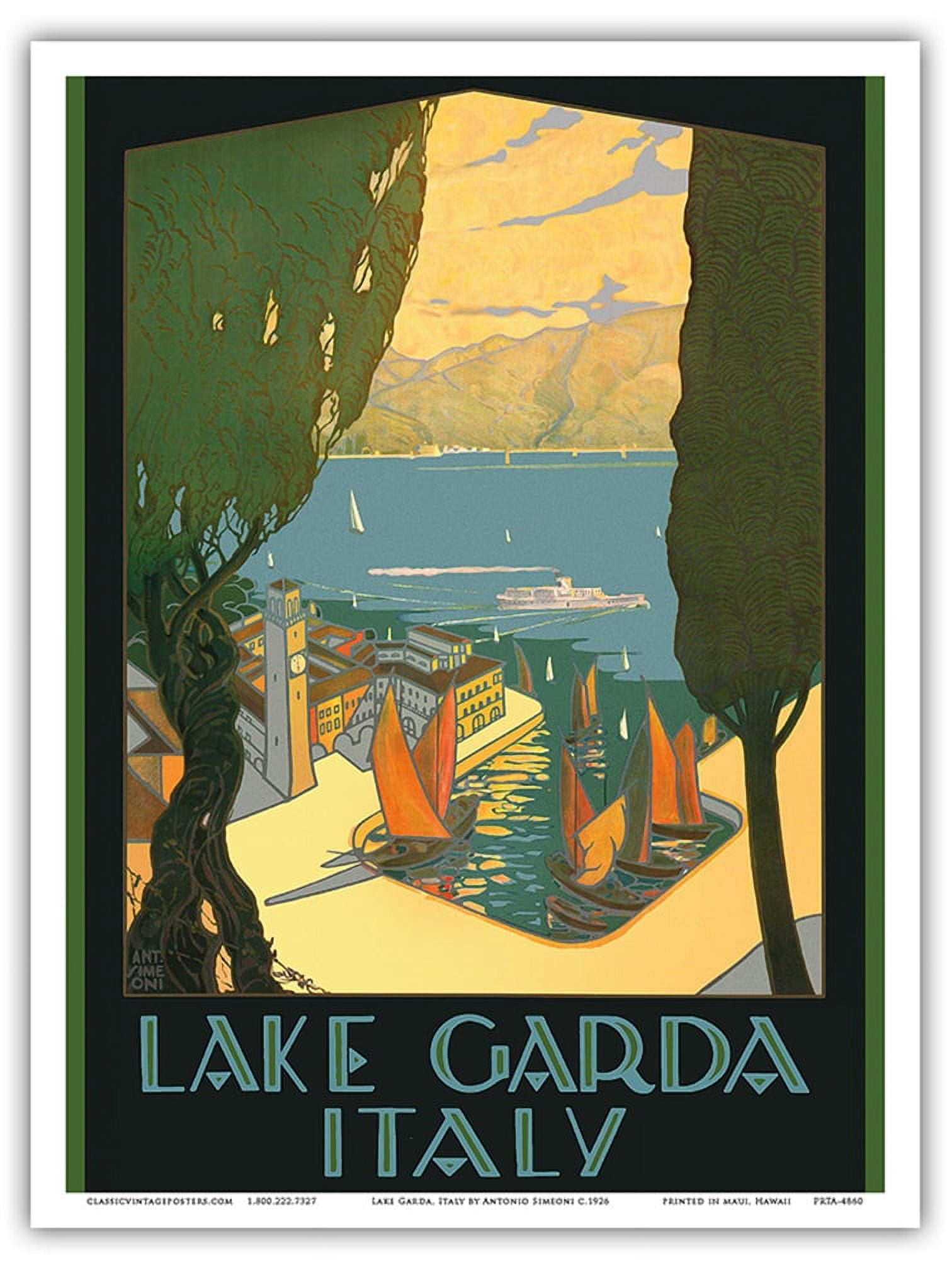 Lake Garda - Riva Italy - Vintage Travel Poster by Antonio Simeoni c ...