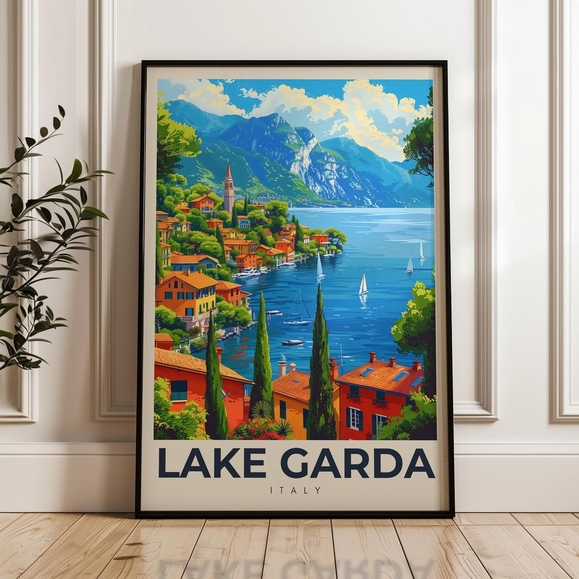 Lake Garda Travel Poster, Italy Wall Art Print, Illustration Poster ...