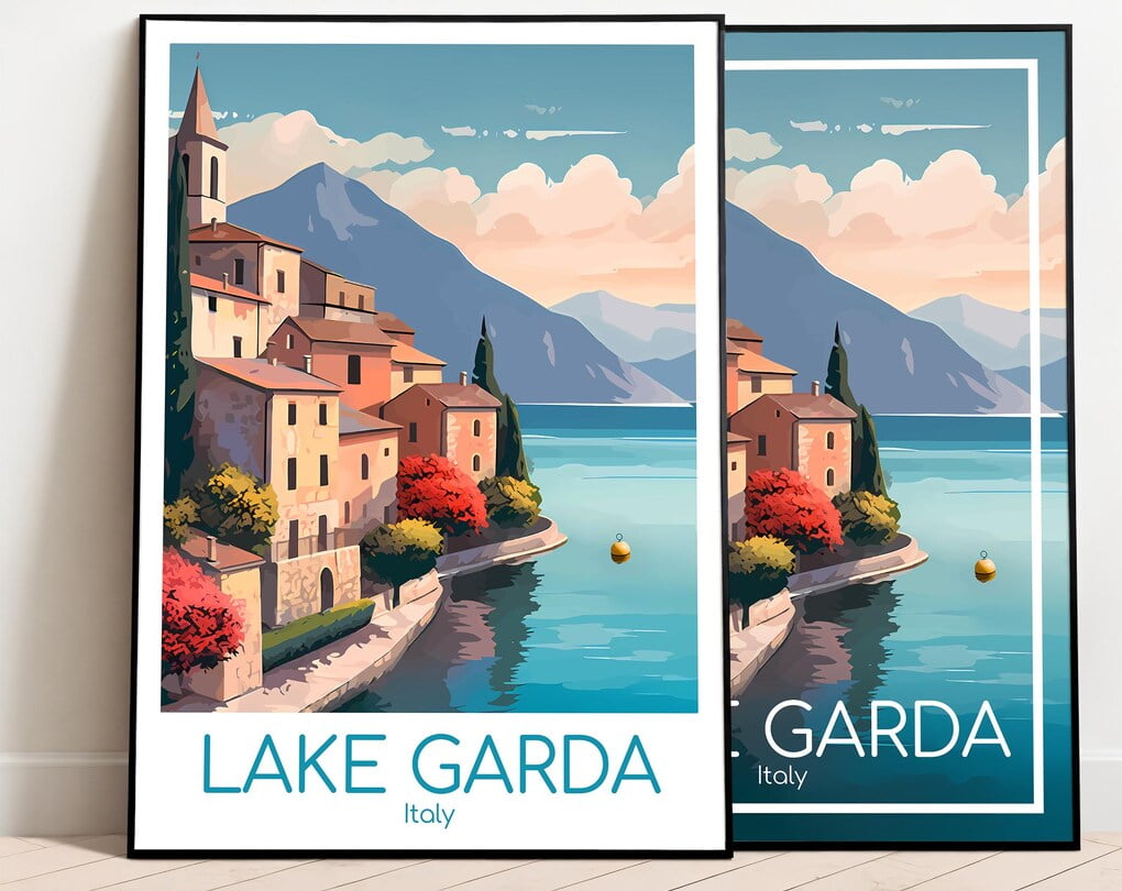 Lake Garda Travel Poster Lake Garda Poster Wall Art Italy Vintage ...