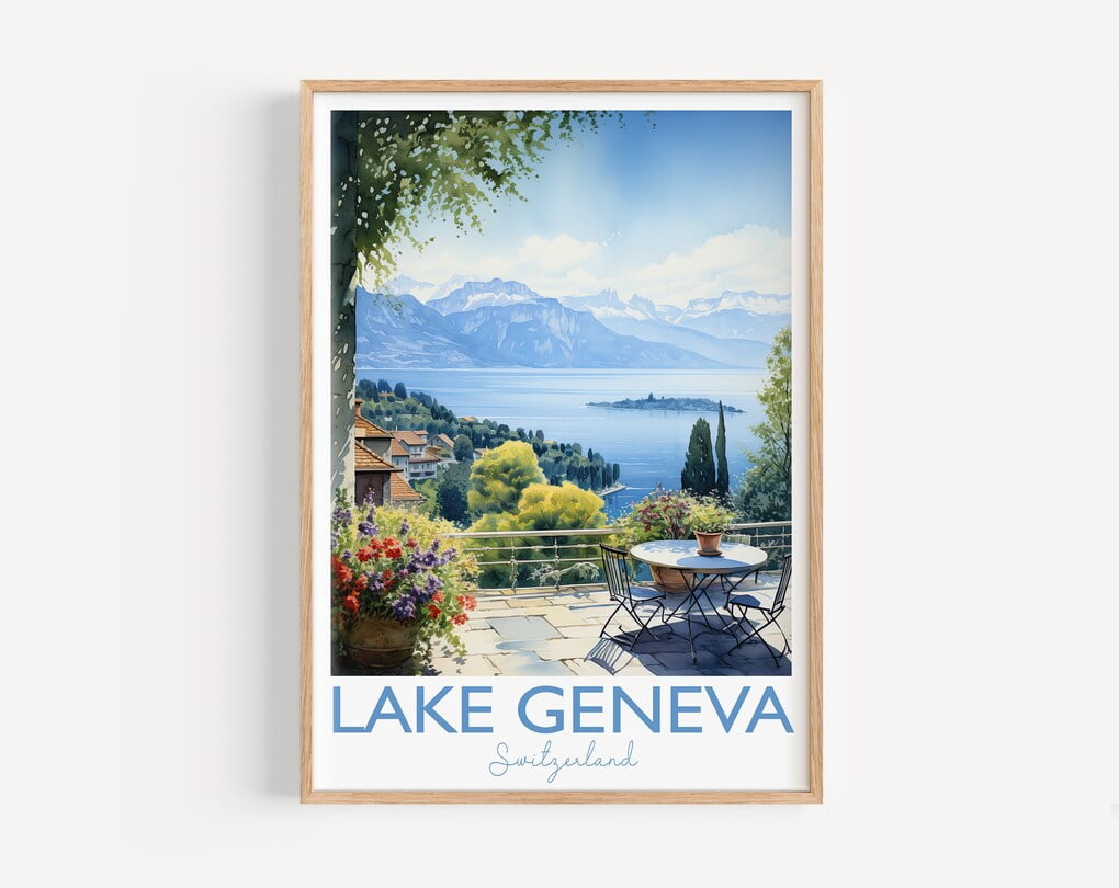 Lake Geneva Poster, Travel Print Of Lake Geneva, Lake Geneva ...