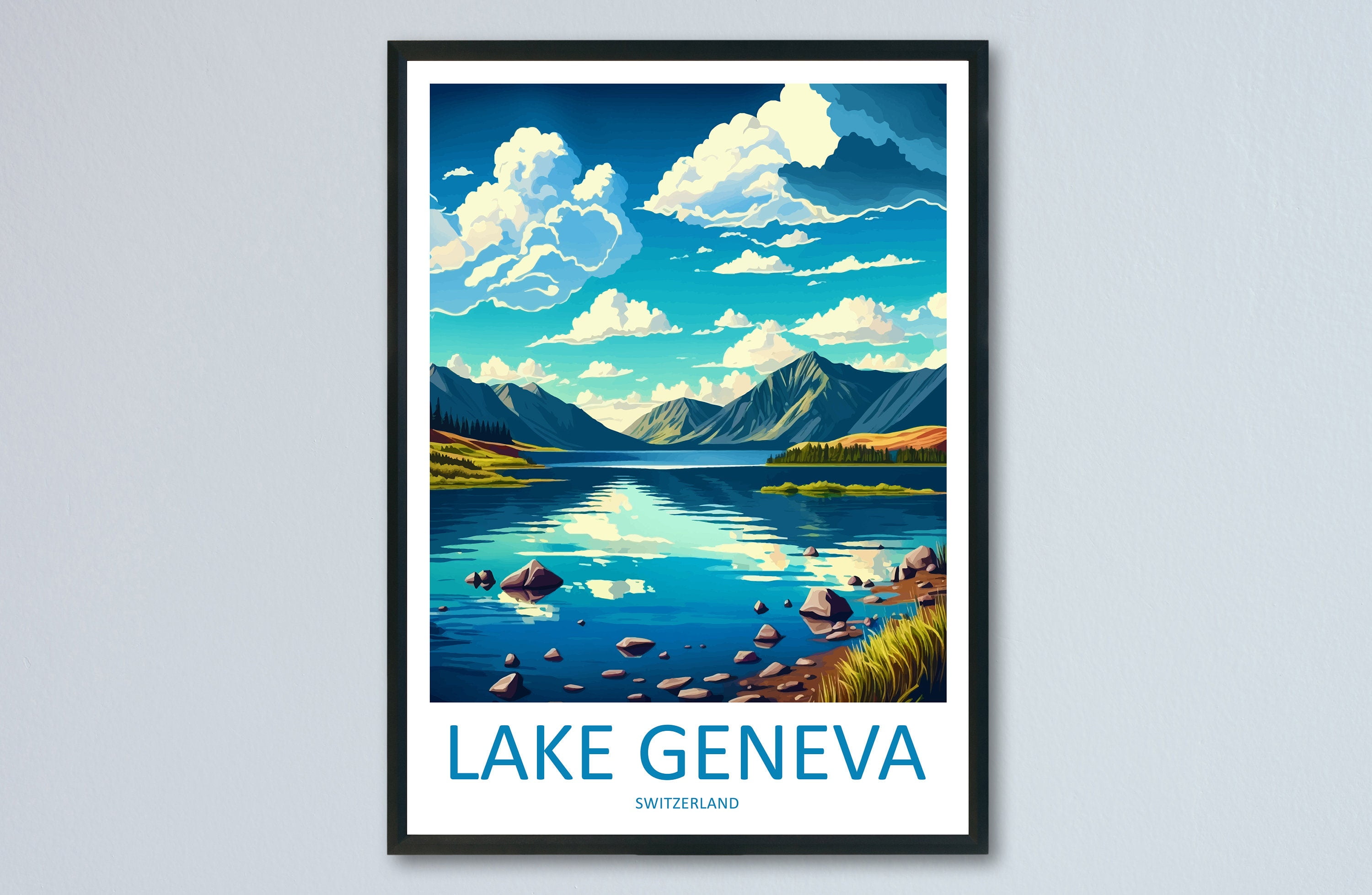 Lake Geneva Print - Wall Art, Lake Geneva Gift for Art Lovers ...