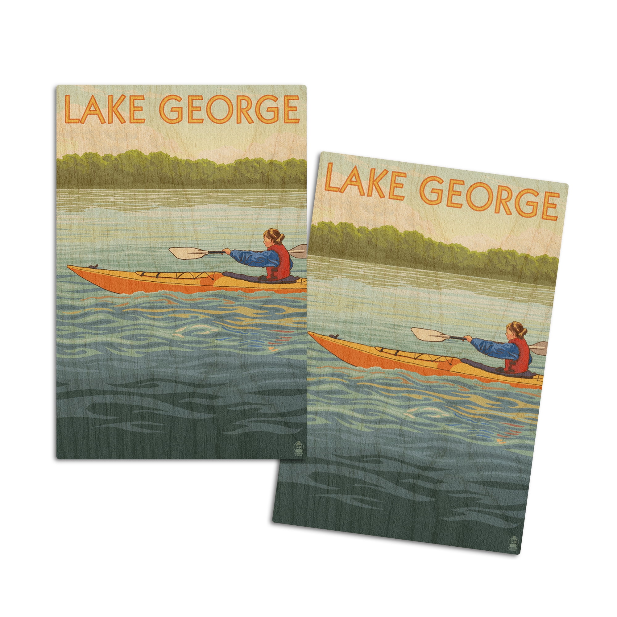 Lake George, New York, Kayak Scene (4x6 Birch Wood Postcards, 2-Pack ...