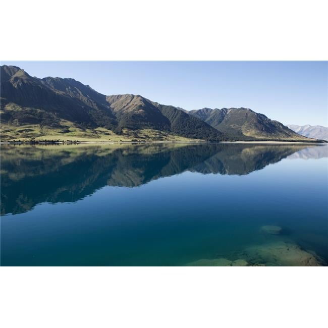 Lake Hawea with Reflections of Mountains - South Island New Zealand ...
