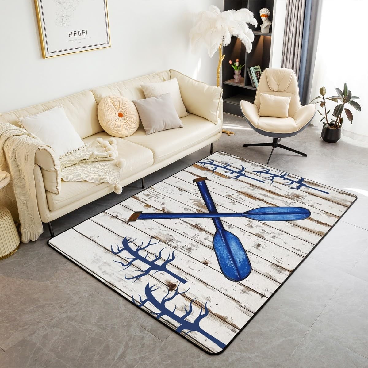Lake House Area Rug,Blue Paddle Lake Camper Rugs For Living Room ...