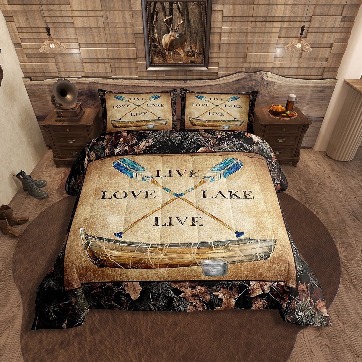 Lake House Bedding Sets Rustic Farmhouse King Size Comforter Set Camo ...